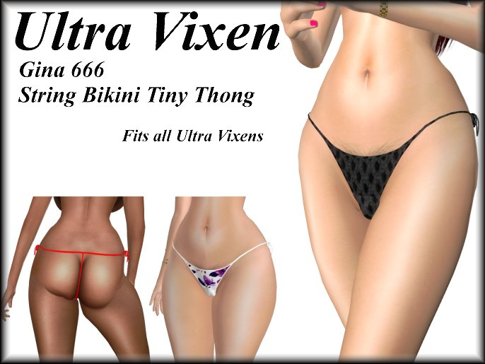 Second Life Marketplace - Ultra Vixen - Gina 666 - Tiny Tied Thong